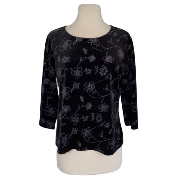 Vintage | Tops | Y2k Velvet Sparkly Floral Top Petite Large | Poshmark